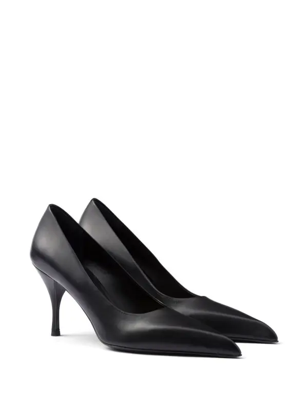 Prada Leather Pointed Toe Pumps - Black