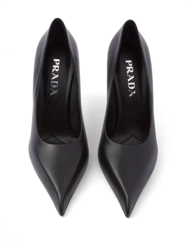 Prada Leather Pointed Toe Pumps - Black