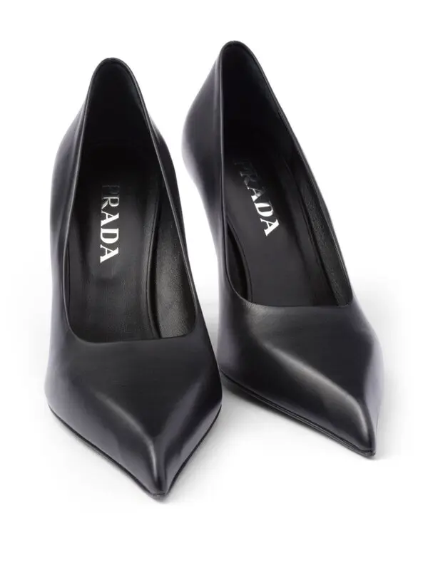 Prada Leather Pointed Toe Pumps - Black