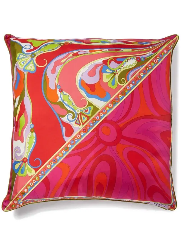 Emilio Pucci Patchwork-print Silk Cushion - Red