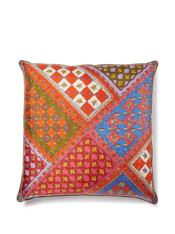 Emilio Pucci Patchwork-print Silk Cushion - Red