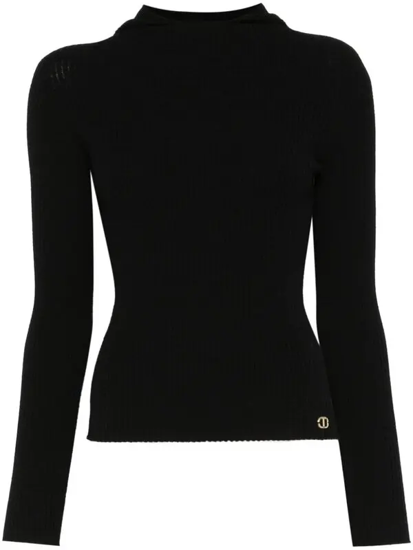TWINSET Ribbed Knit Hoodie