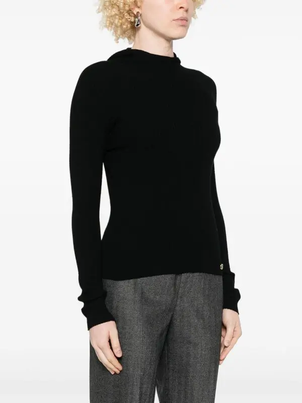 TWINSET Ribbed Knit Hoodie