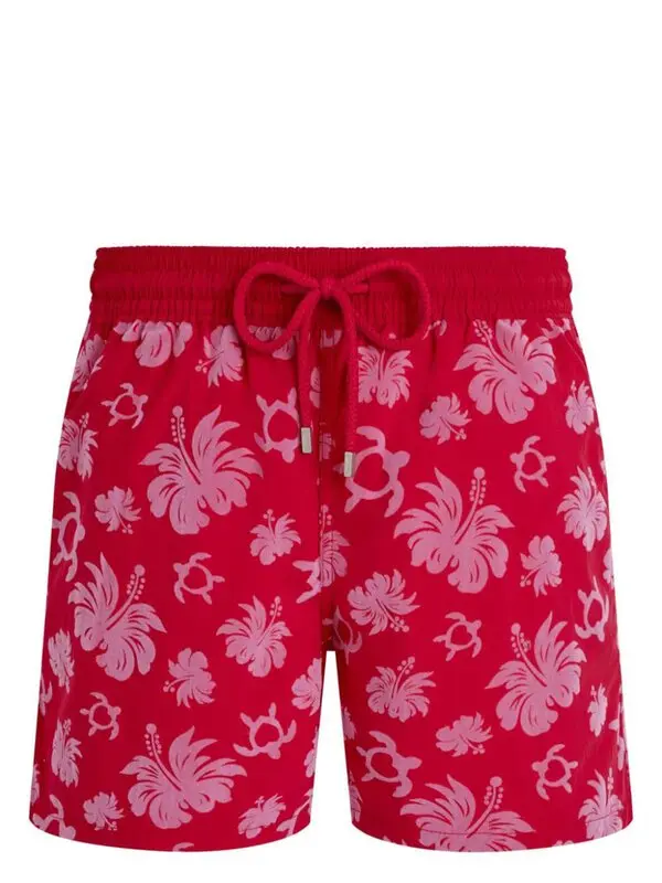 Vilebrequin Flocked Turtle Heart Tahiti Swim Shorts - Red
