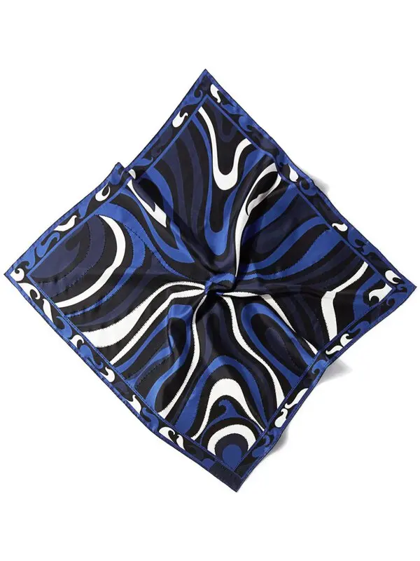 Emilio Pucci Large Marmo-print Silk Scarf - Blue
