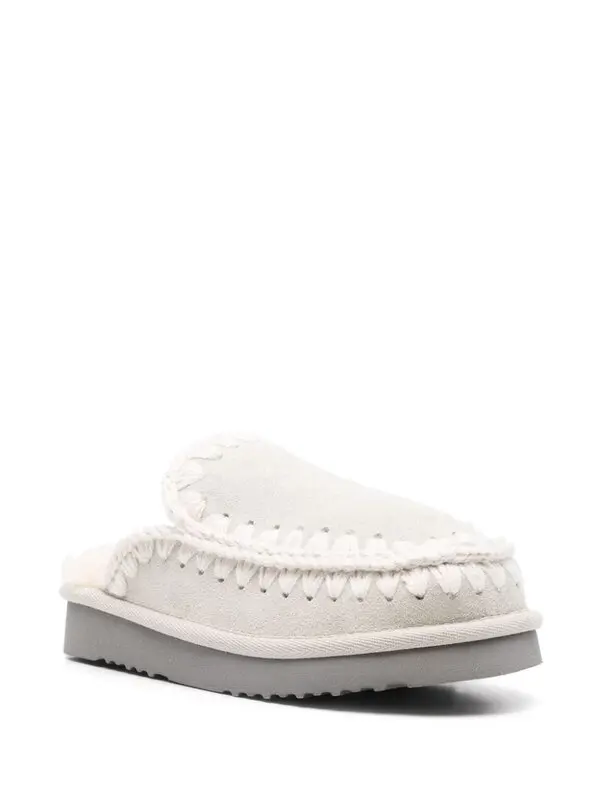 Mou Slip-on Suede Shearling Slippers - Grey