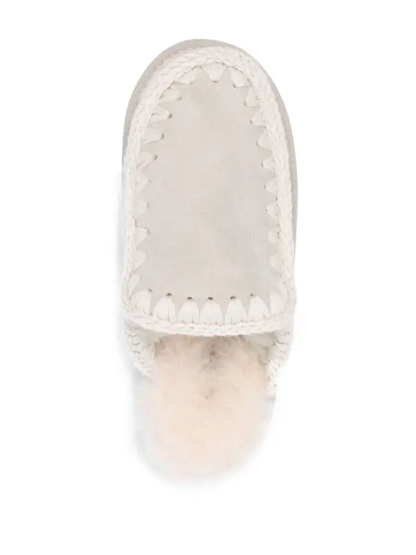 Mou Slip-on Suede Shearling Slippers - Grey