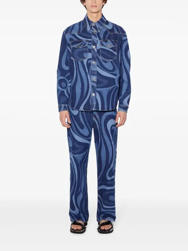 Emilio Pucci Marmo-print Denim Shirt