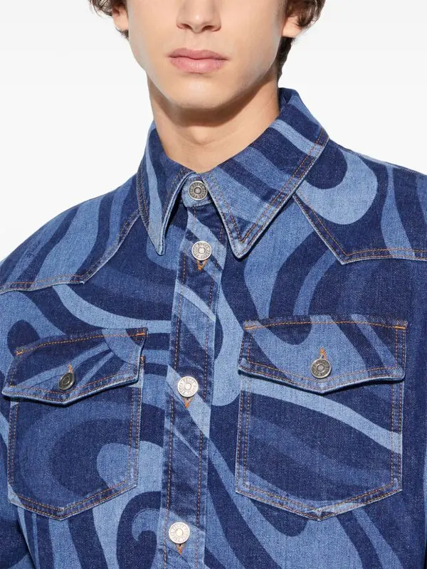 Emilio Pucci Marmo-print Denim Shirt