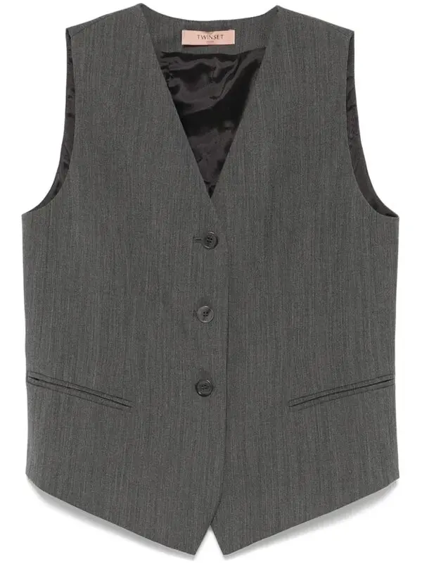 TWINSET Textured Waistcoat - Grey