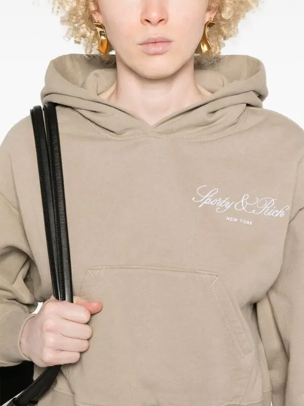 SPORTY & RICH Vendome Script Cropped Hoodie