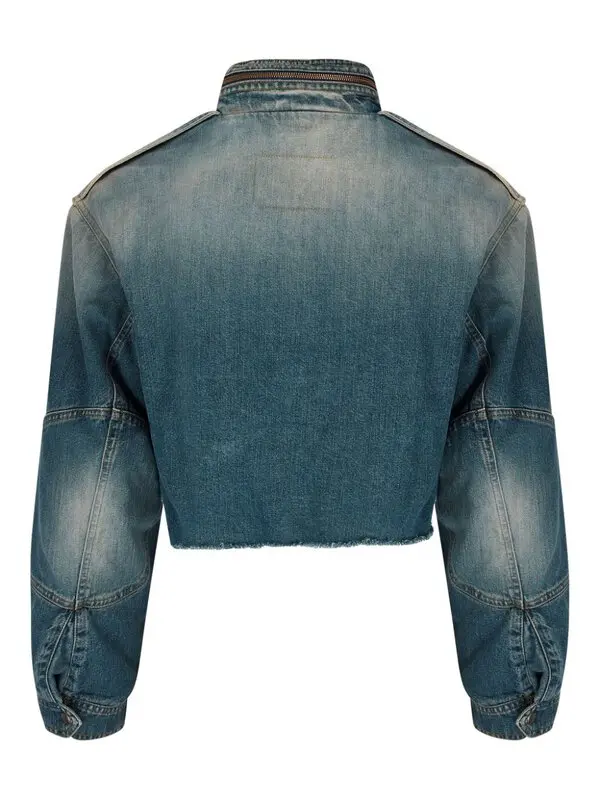 Martine Rose Logo-patch Denim Cropped Jacket