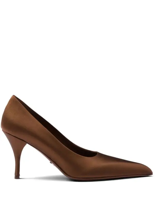 Prada 85mm Satin Pumps - Brown