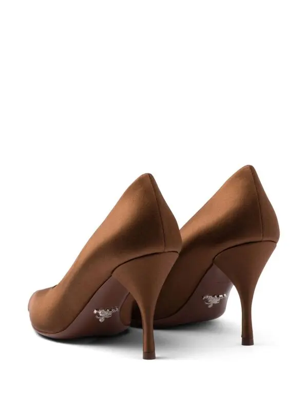 Prada 85mm Satin Pumps - Brown