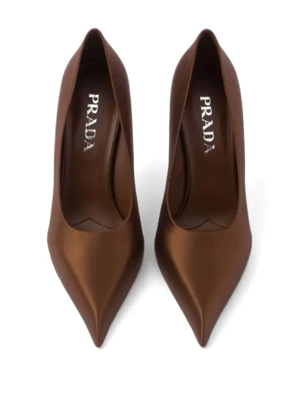 Prada 85mm Satin Pumps - Brown