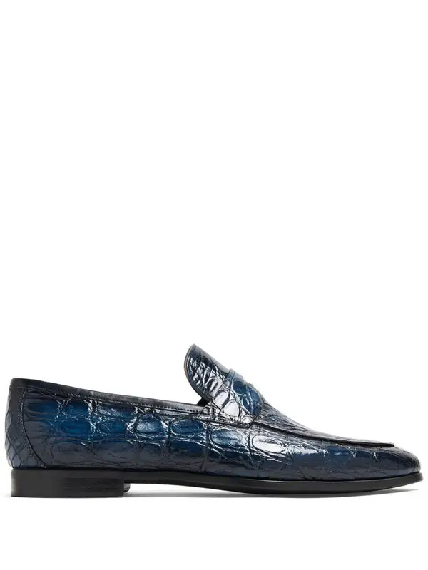 Magnanni Embossed Crocodile Loafers - Blue