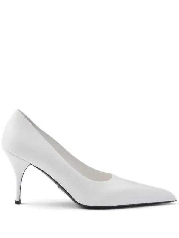 Prada 85mm Leather Pumps - White