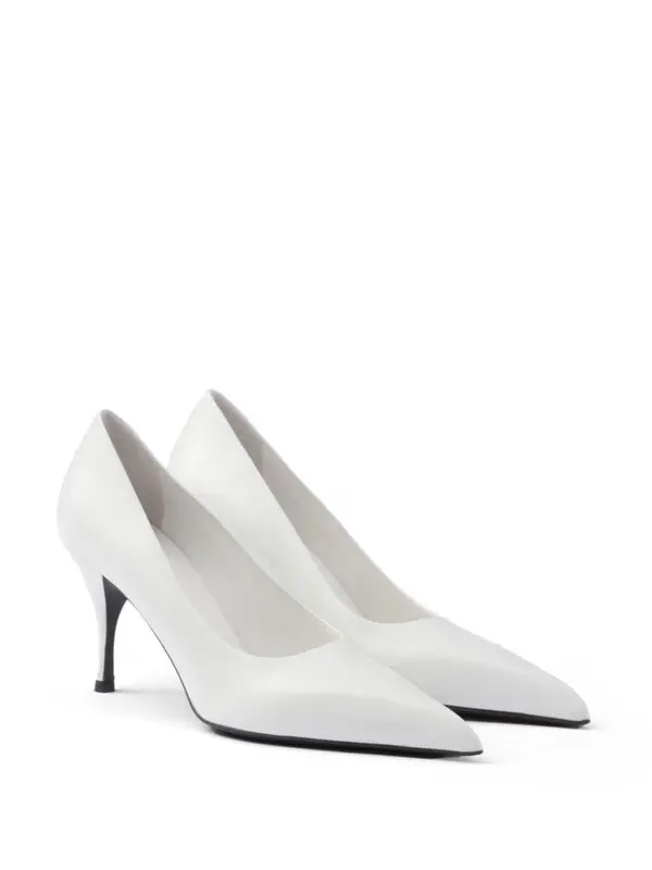 Prada 85mm Leather Pumps - White