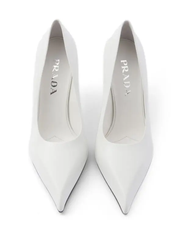 Prada 85mm Leather Pumps - White