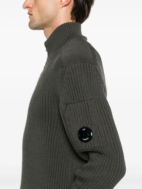 C.P. COMPANY Lens-detail Virgin Wool Sweater - Green