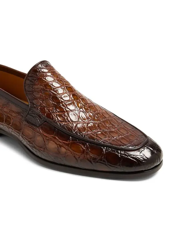 Magnanni Embossed Leather Loafers - Brown