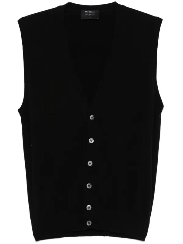 DELL'OGLIO V-neck Cashmere Vest - Black
