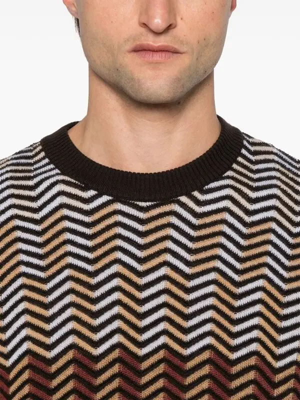 Missoni Zigzag Virgin Wool Sweater - Brown