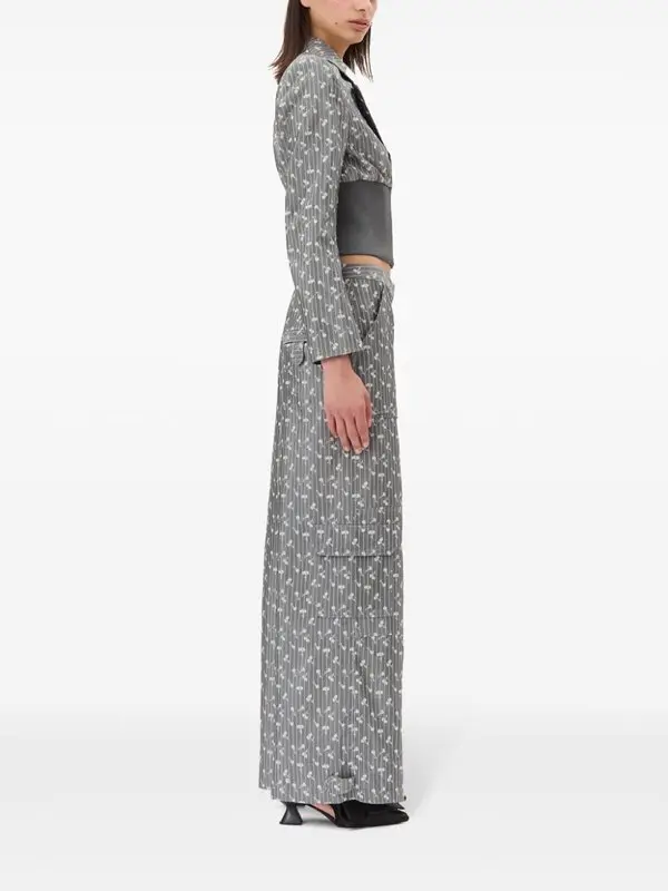 GANNI Jacquard Cropped Blazer - Grey