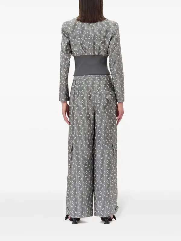 GANNI Jacquard Cropped Blazer - Grey