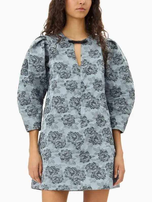 GANNI Patterned Jacquard Mini Dress - Blue