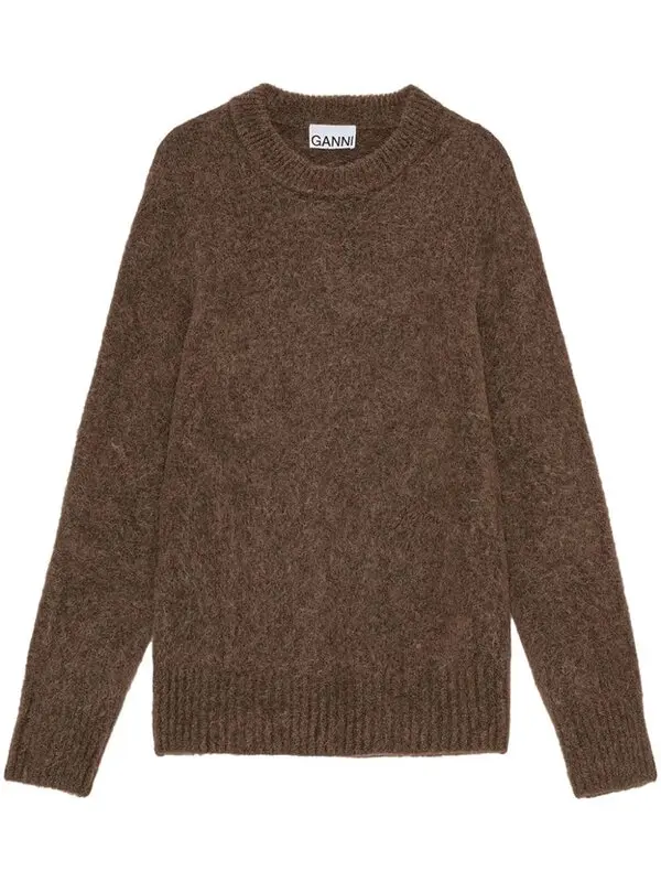 GANNI Brushed Long Sleeve Jumper - Brown