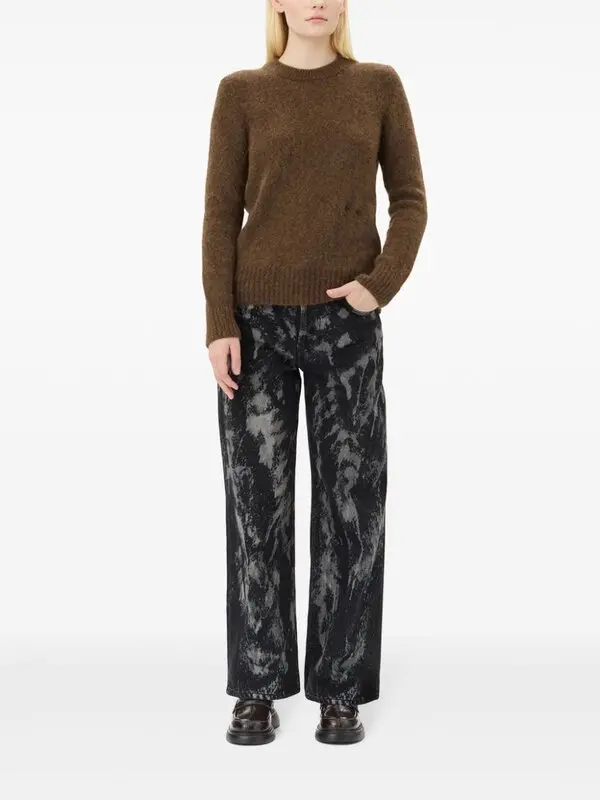 GANNI Brushed Long Sleeve Jumper - Brown