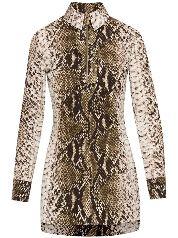 Oscar De La Renta Snake Cotton Poplin Shirt Dress