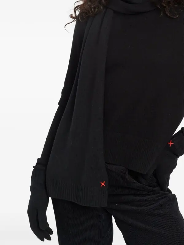 Chinti & Parker Decorative-stitching Scarf - Black
