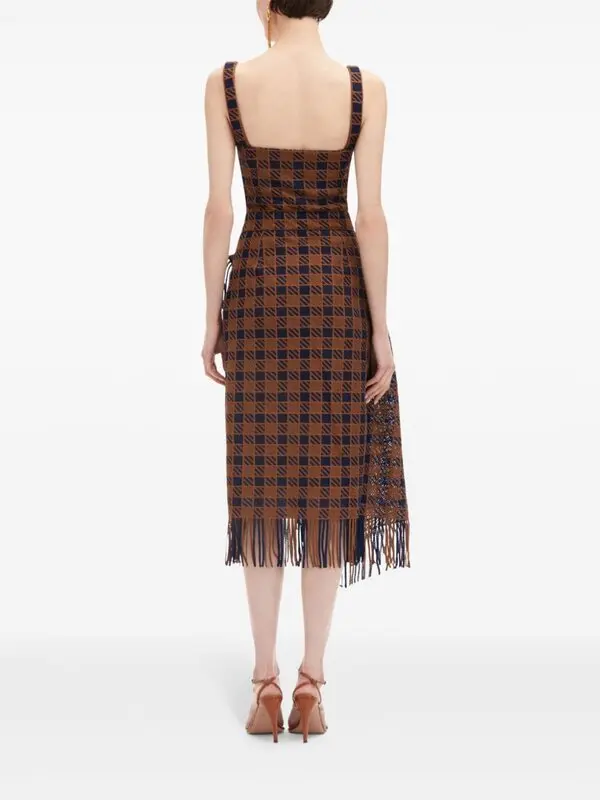 Oscar De La Renta Check Fringe Guipure Skirt