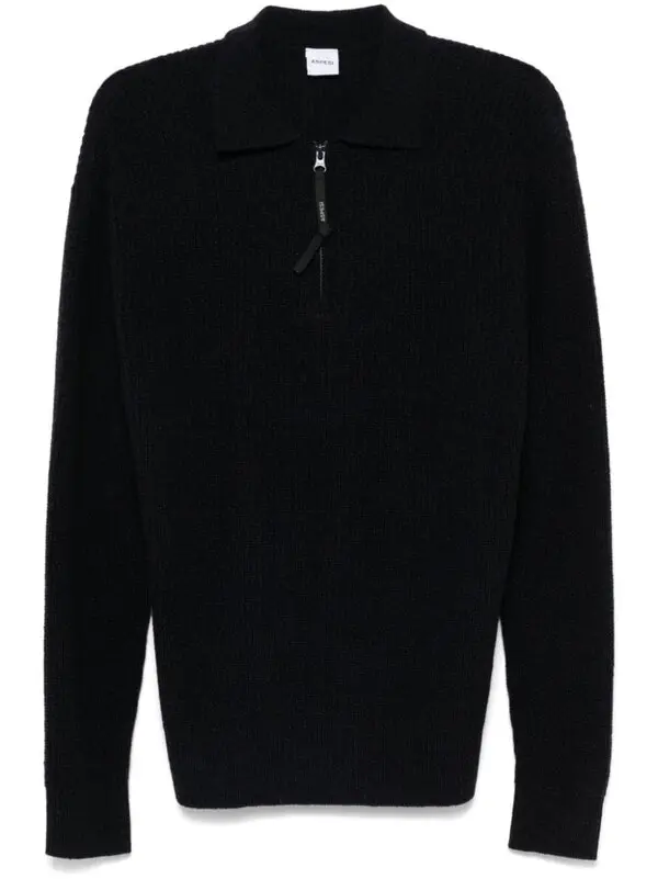 Aspesi Fisherman's Knit Polo Shirt - Blue