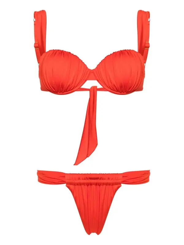 NOIRE SWIMWEAR Ruched Balconette Bikini - Orange