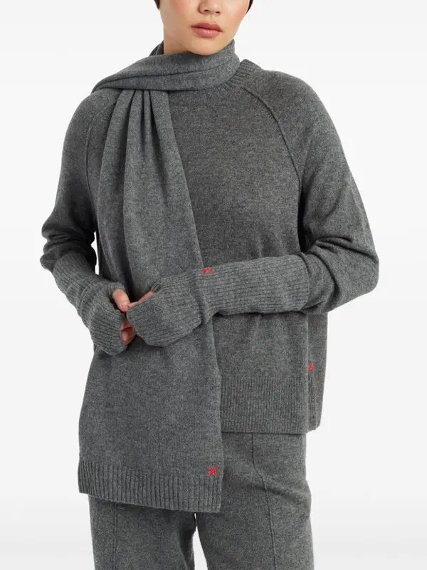 Chinti & Parker Decorative-stitching Scarf - Grey