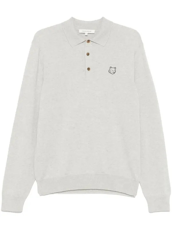 Maison Kitsuné Fox-motif Polo Shirt - Grey