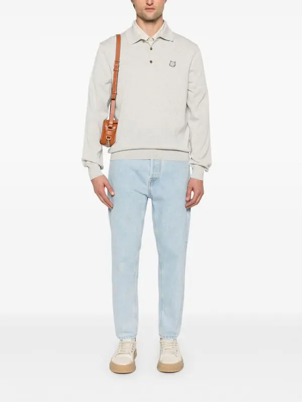Maison Kitsuné Fox-motif Polo Shirt - Grey