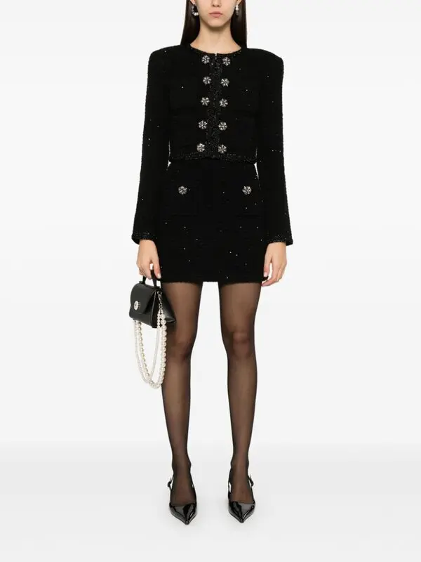 SELF-PORTRAIT Textured Knit Mini Skirt