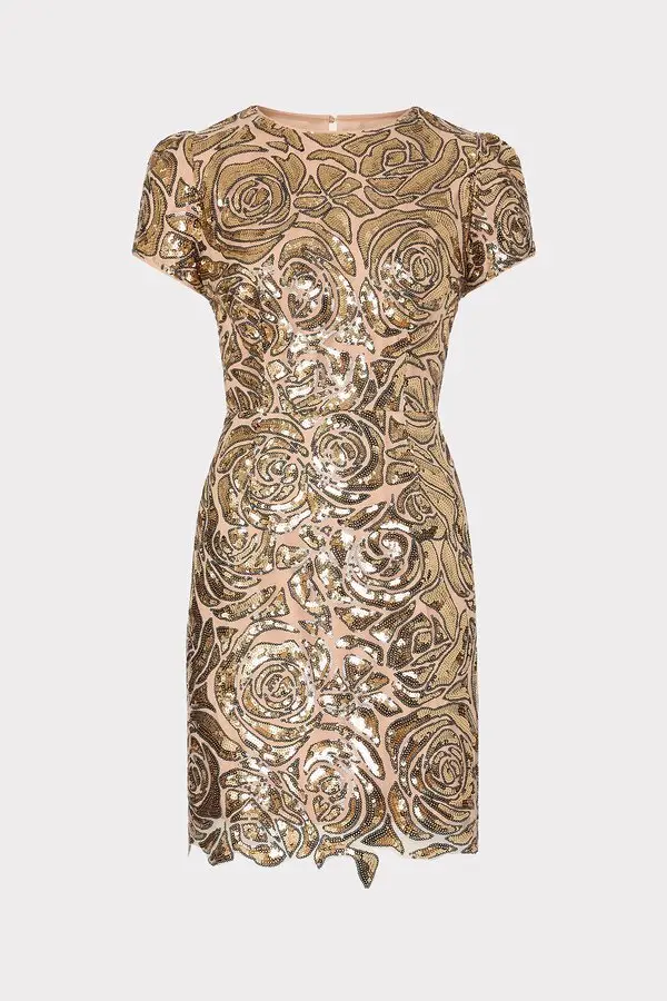 Milly Kyla Rose Sequins Mini Dress In Gold - 75% Off | Editorialist