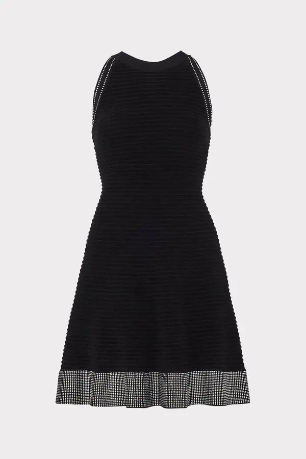 MILLY Crystal Trim Knit Mini Dress