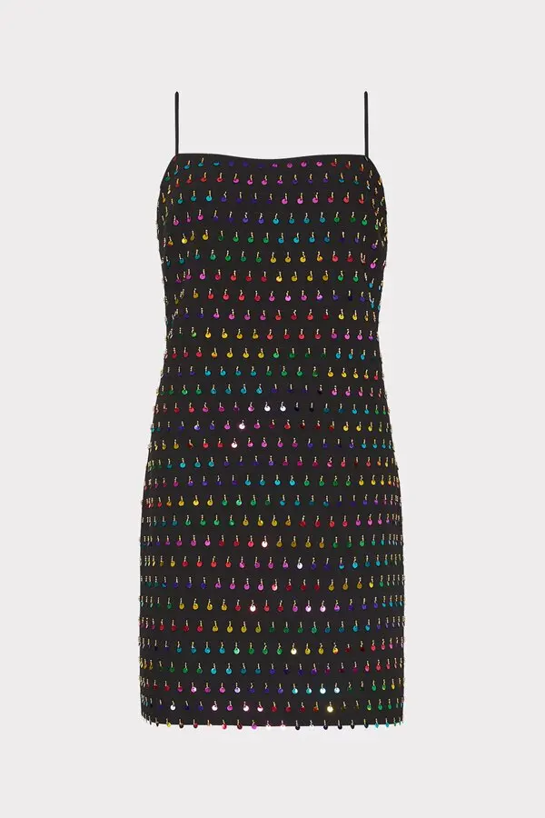 Milly Colette Beaded Sequin Mini Dress In Black/Rainbow - 50% Off |  Editorialist