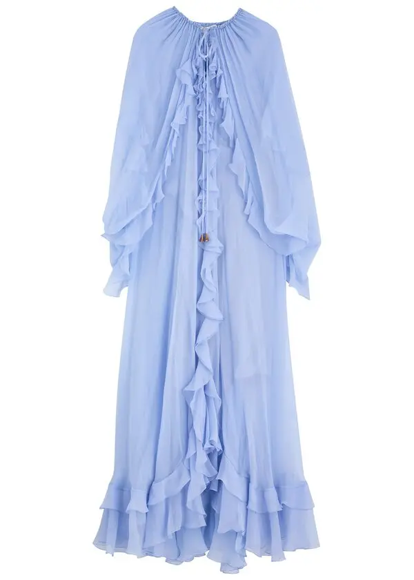 Chloé Ruffled Cape-effect Silk-chiffon Gown