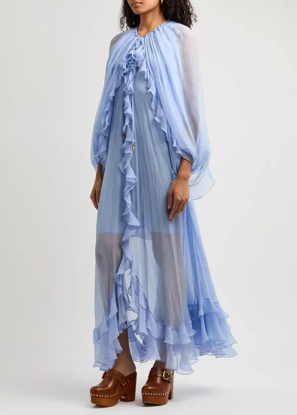 Chloé Ruffled Cape-effect Silk-chiffon Gown