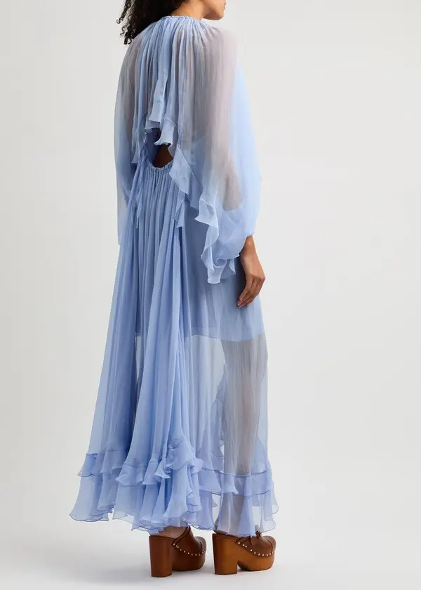Chloé Ruffled Cape-effect Silk-chiffon Gown