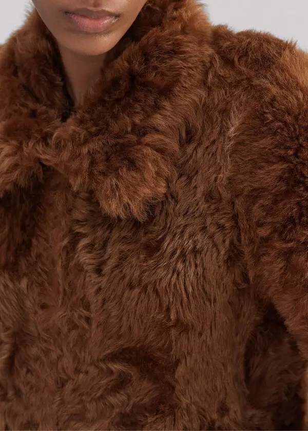 ME+EM Luxe Shearling Swing Coat - Toffee
