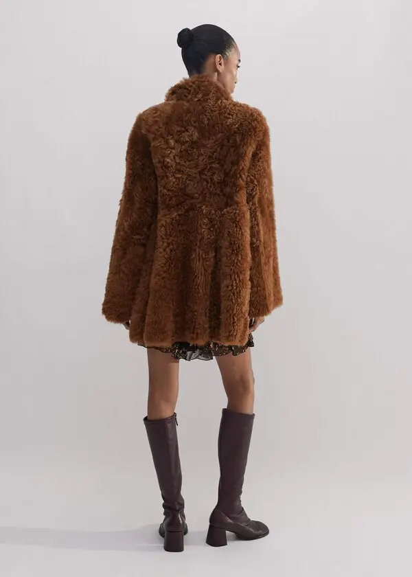 ME+EM Luxe Shearling Swing Coat - Toffee
