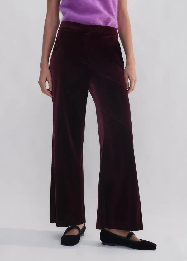 ME+EM Short-length Velvet Trousers - Deep Merlot